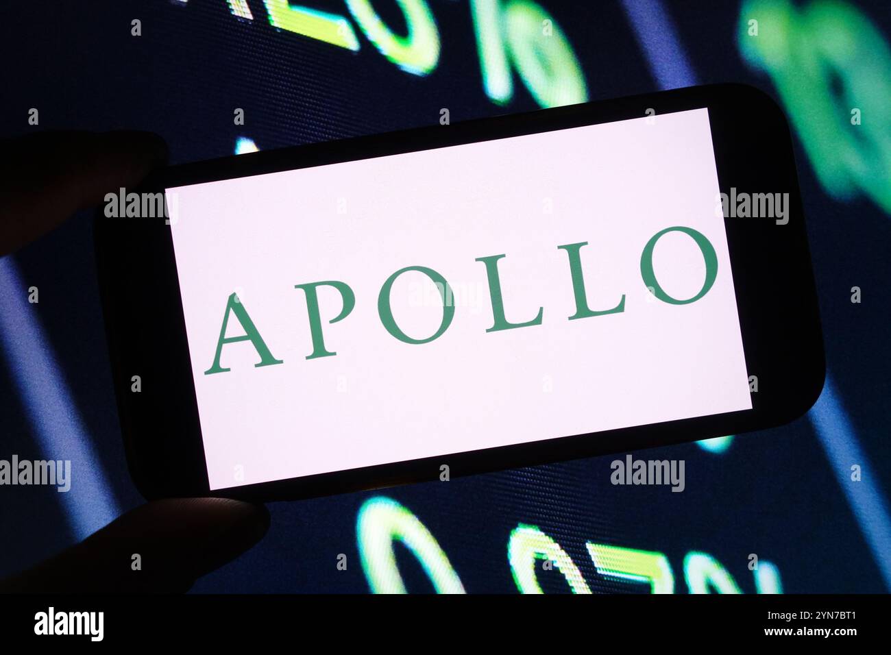 In this photo illustration, the Apollo Global Management company logo ...