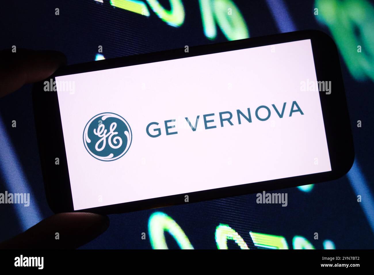 In this photo illustration, the GE Vernova company logo is seen ...