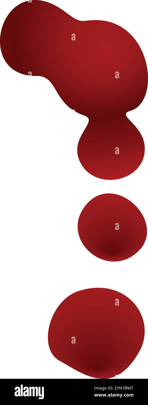 Dripping blood forming an exclamation mark punctuation sign with three ...