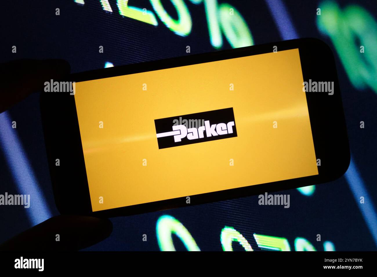 In this photo illustration, the Parker-Hannifin company logo is seen ...