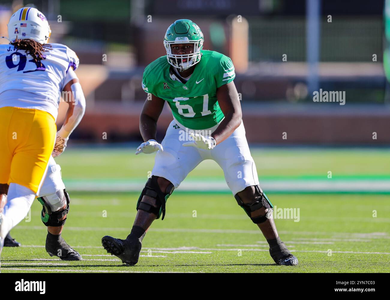 November 23, 2024:.North Texas Mean Green offensive lineman Braydon Nelson (67) blocks East ...