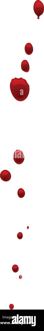 Red blood drops are falling down on a white background, creating a ...