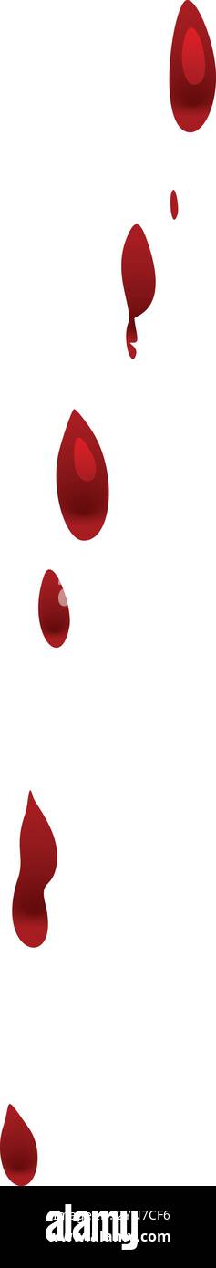 Blood drops are dripping down a white background, creating a stark ...