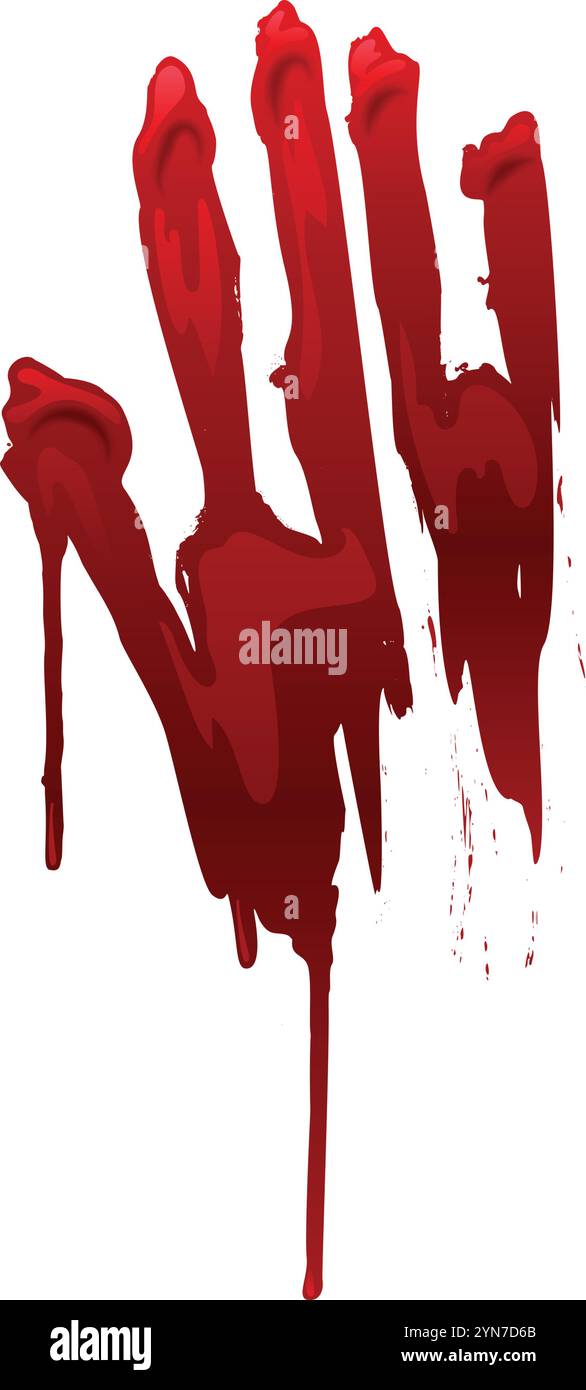 Dripping blood from a bloody hand print creates a disturbing scene ...