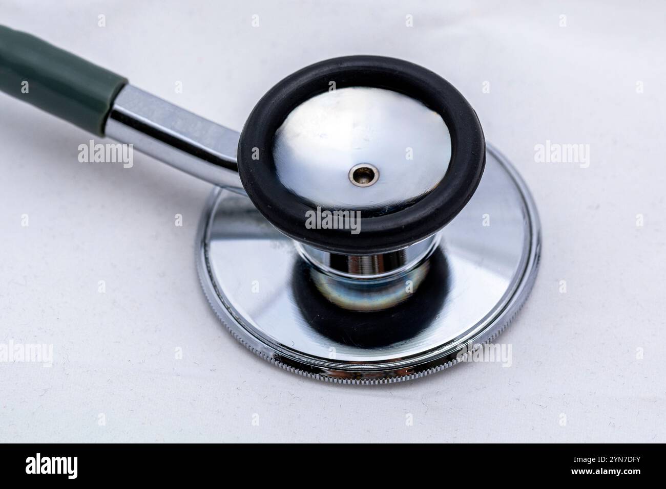 Close-Up of Stethoscope Chest Piece on Soft Neutral Surface Stock Photo ...