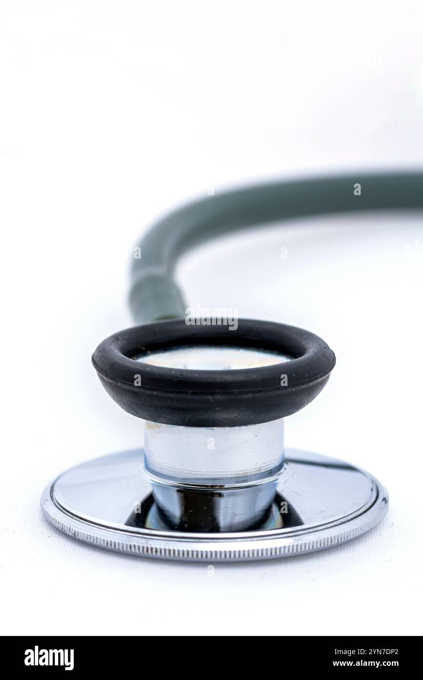 Stethoscope Chest Piece in Focus on White Background Stock Photo - Alamy
