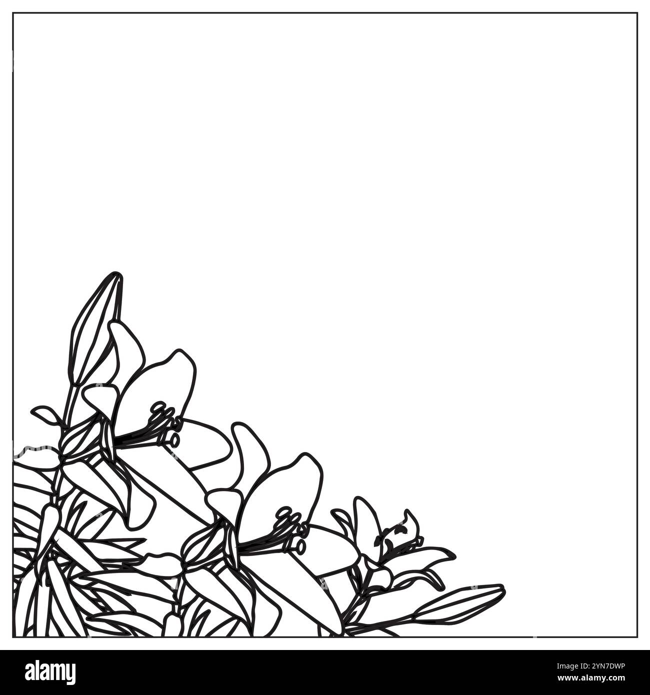 Frame with lilies in doodle style. Element for your design. Vector ...