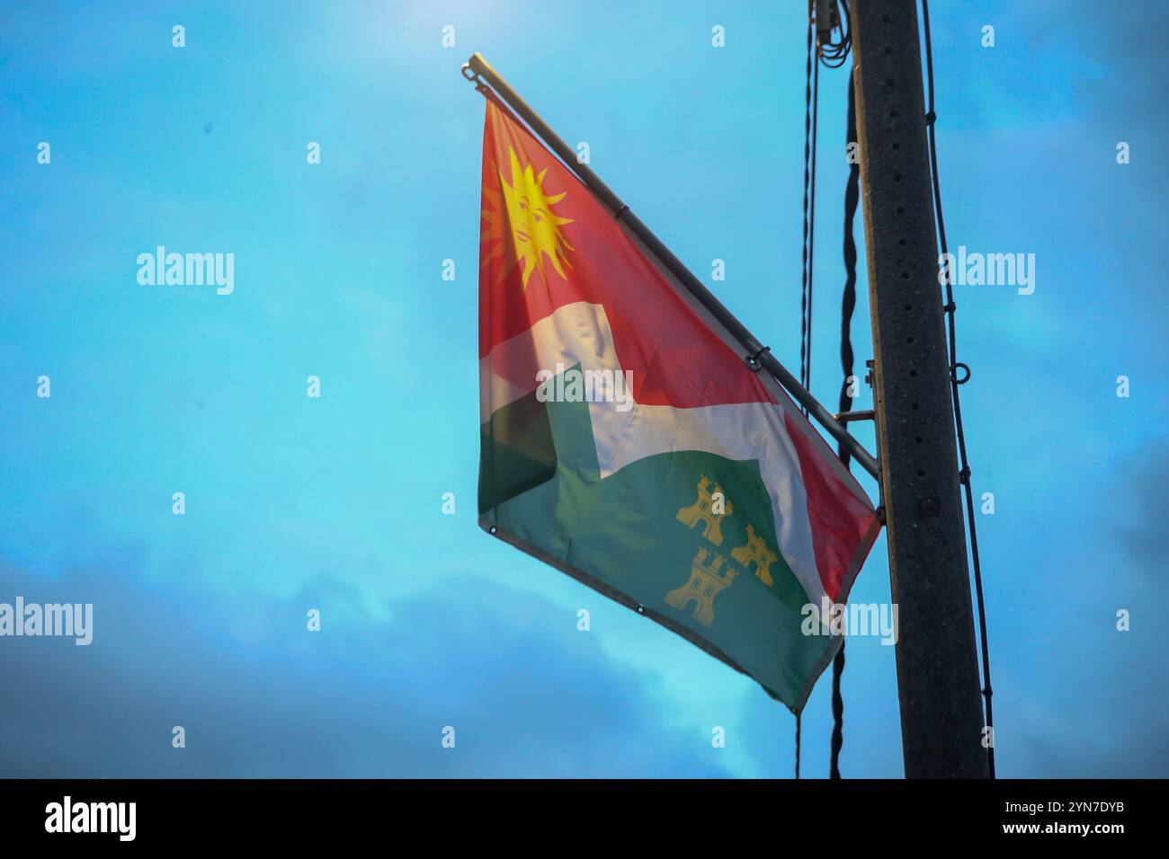 La Pola Vieya / La Pola del Pino, Spain, 24th November, 2024: The flag ...
