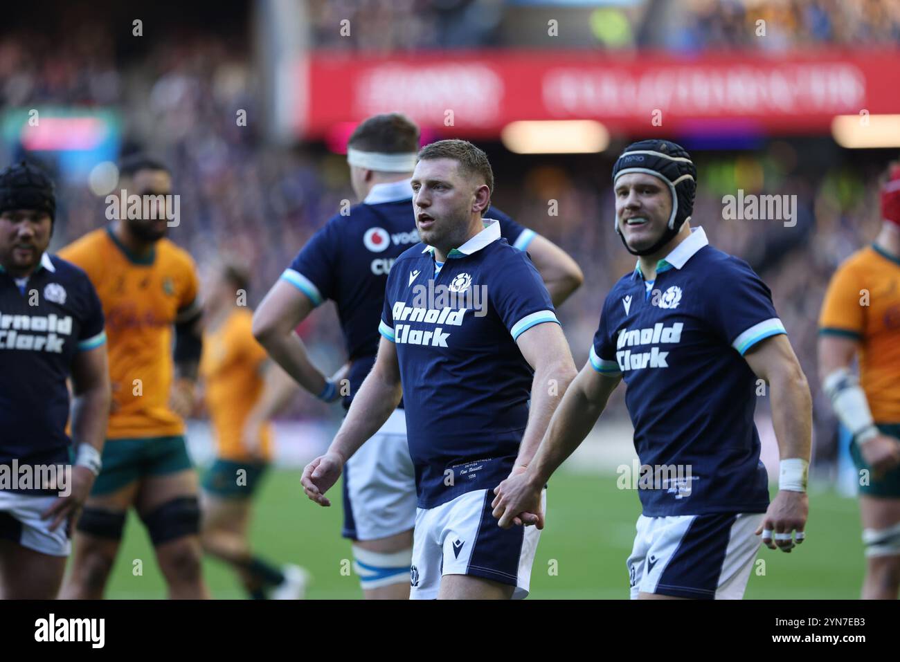 Edinburgh, Scotland. 24th November 2024. Finn Russell and Darcy Graham ...