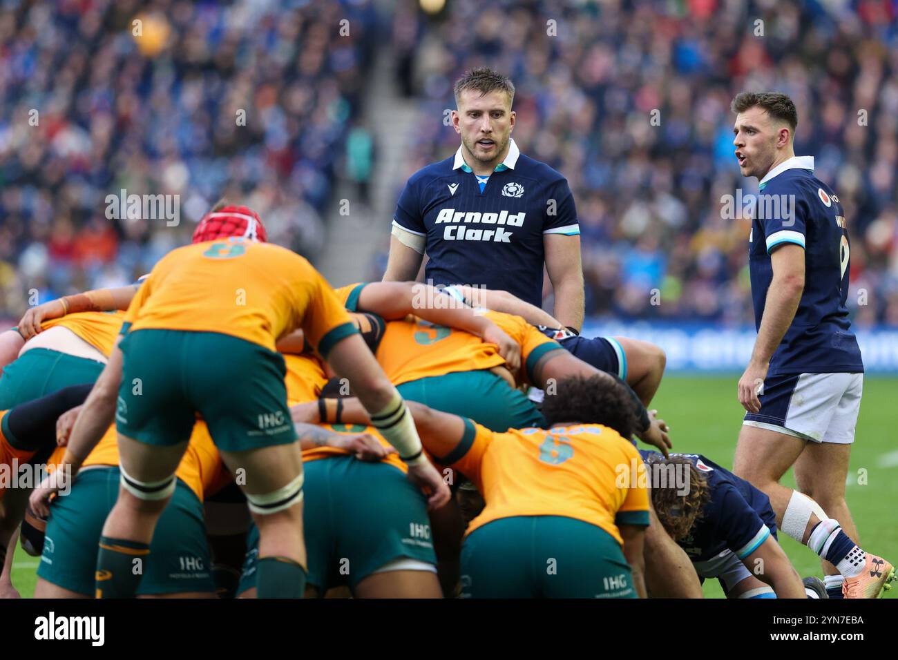 Edinburgh, Scotland. 24th November 2024. Matt Fagerson watches on in ...