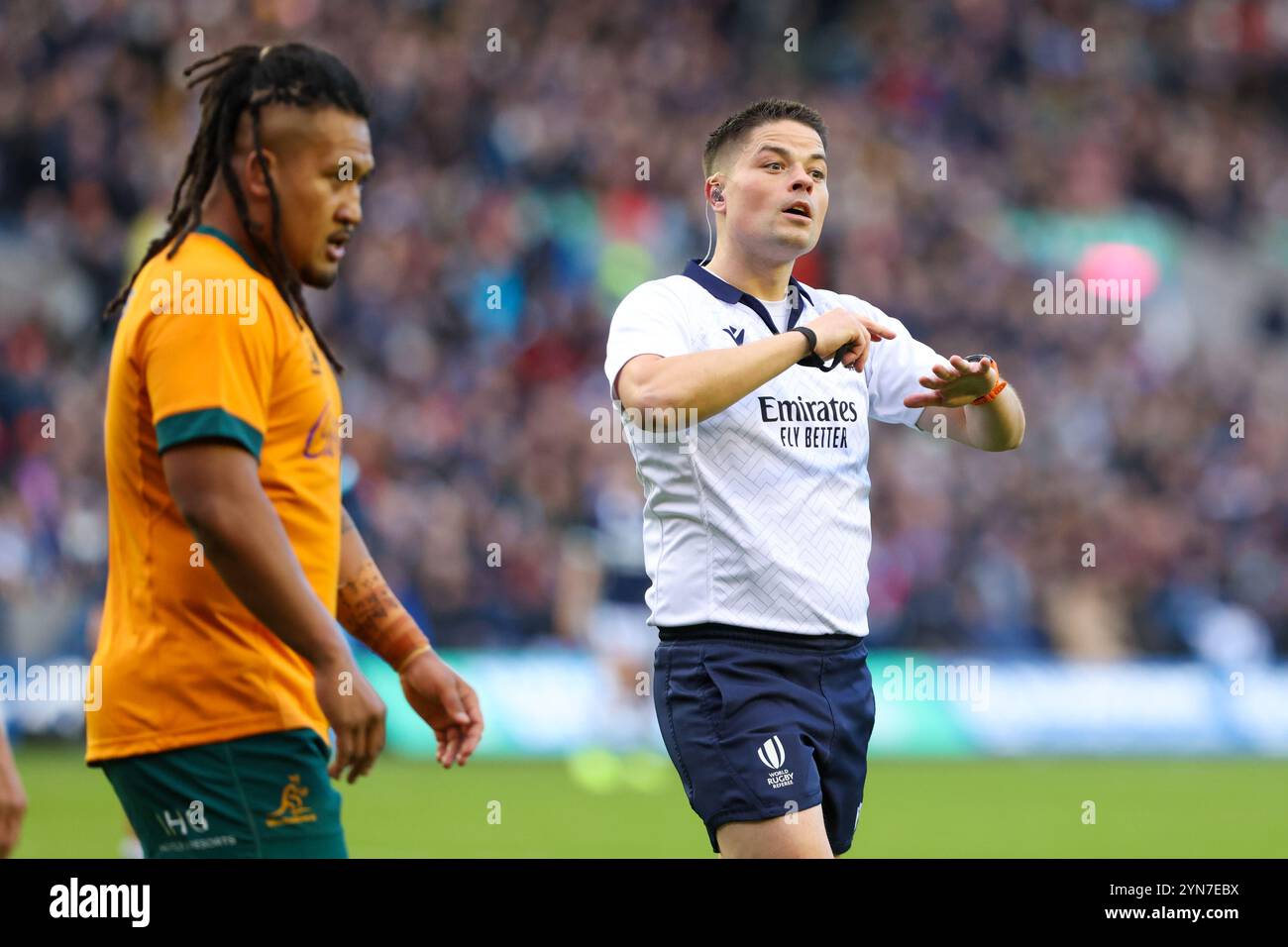Edinburgh, Scotland. 24th November 2024. Referee Chris Busby in action ...