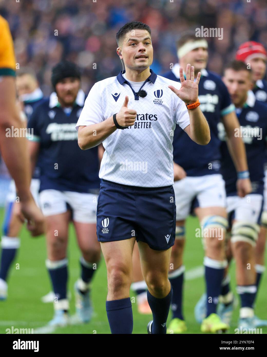 Edinburgh, Scotland. 24th November 2024. Referee Chris Busby in action ...