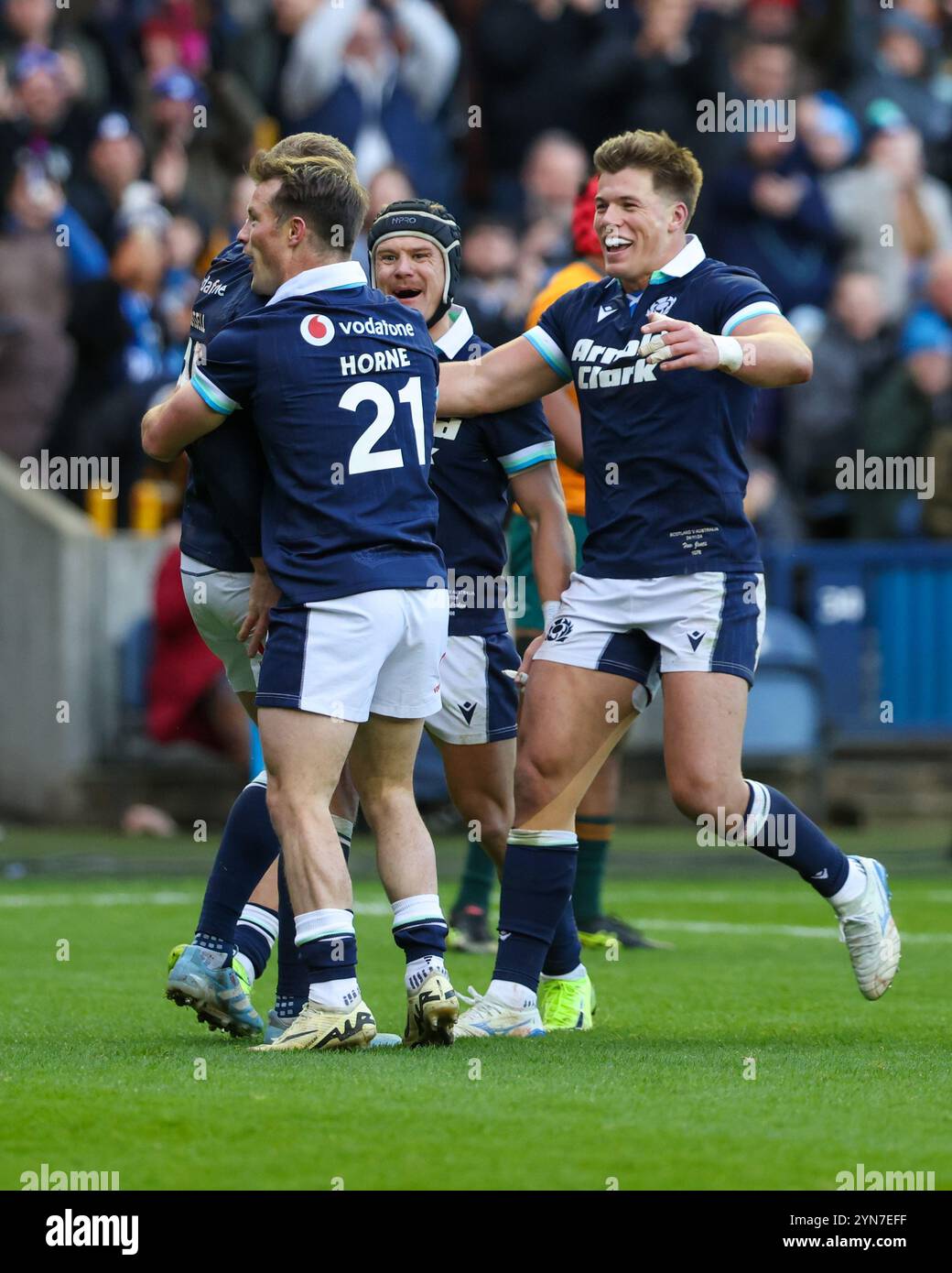 Edinburgh, Scotland. 24th November 2024. Finn Russell celebrates with ...