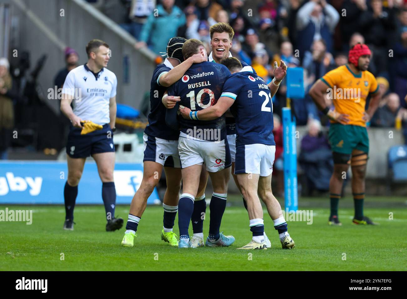 Edinburgh, Scotland. 24th November 2024. Finn Russell celebrates with ...