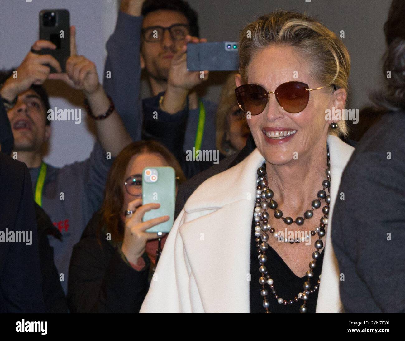 Turin, Italy. 24th Nov, 2024. American actress Sharon Stone arrives at ...