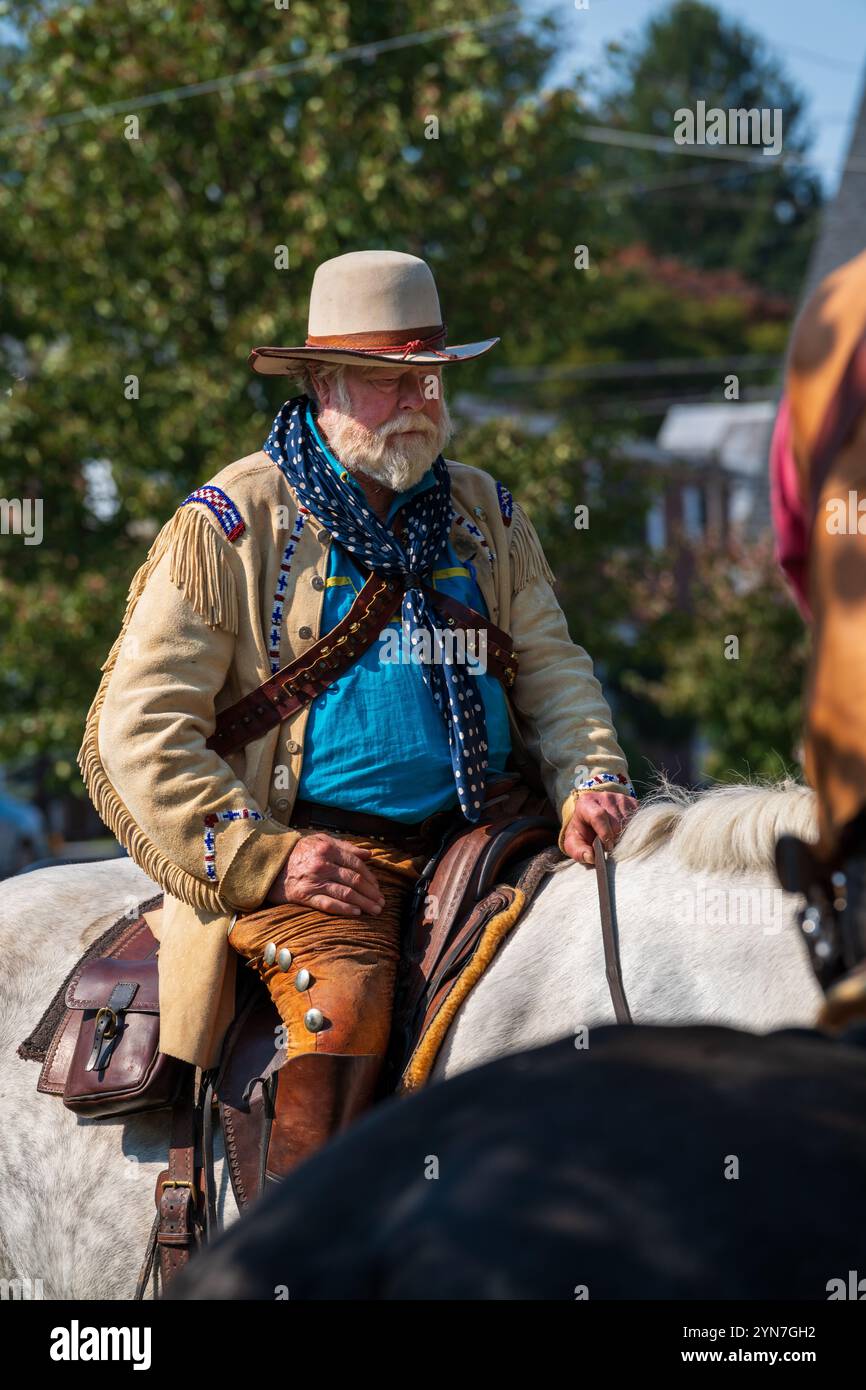 New Freedom, PA, USA – October 13, 2024: With guns ready, cowboys ride ...