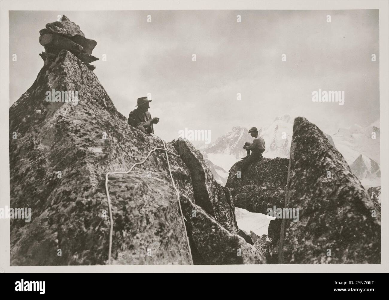 Walter Risch mountain guide on right first ascent of the Badile north ...