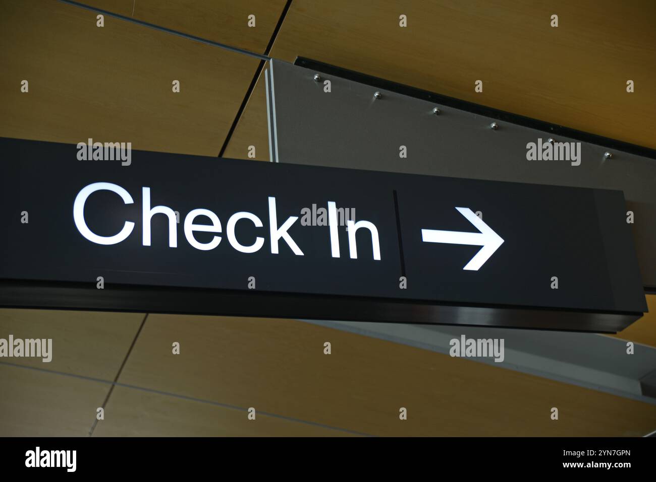 Airport signage for the check in counters Stock Photo - Alamy