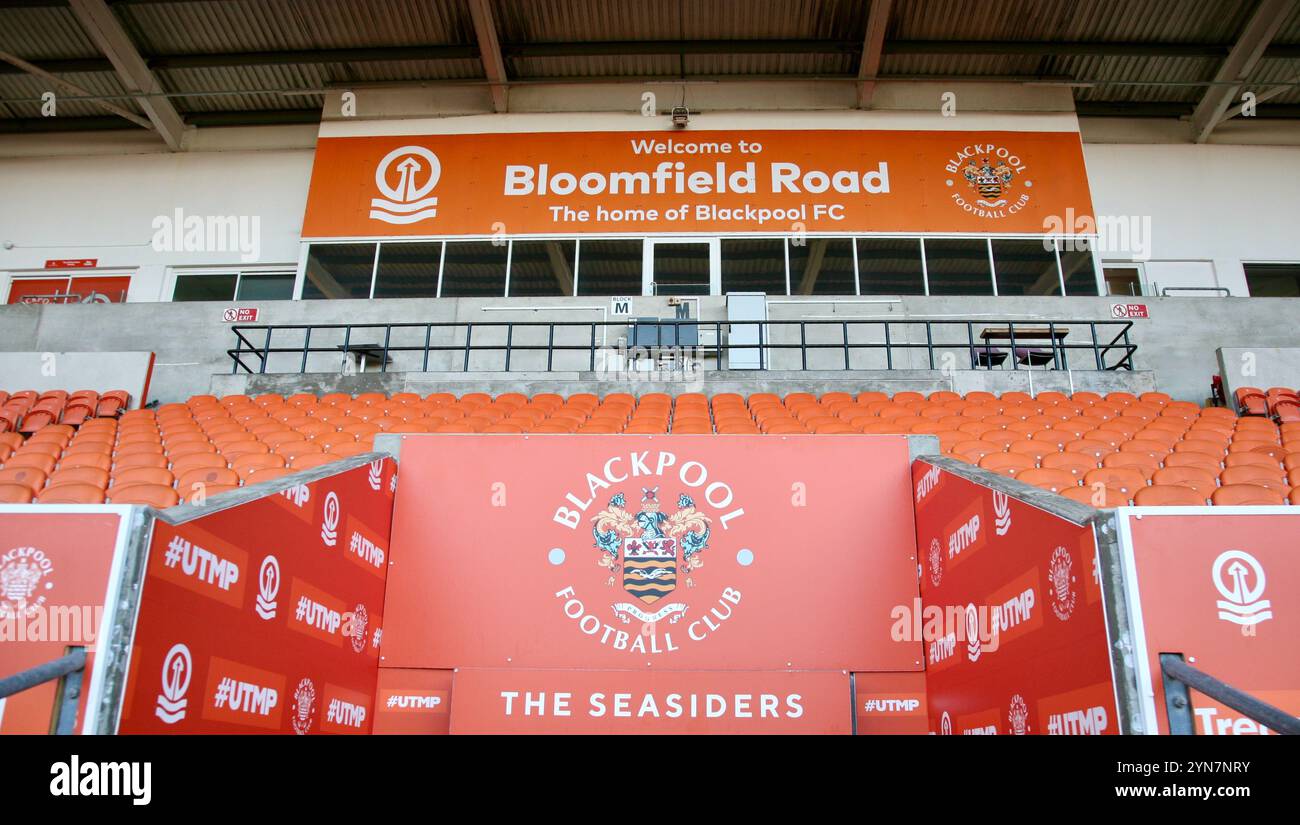 A view inside the stadium, at Blackpool Football Club, Bloomfield Road ...