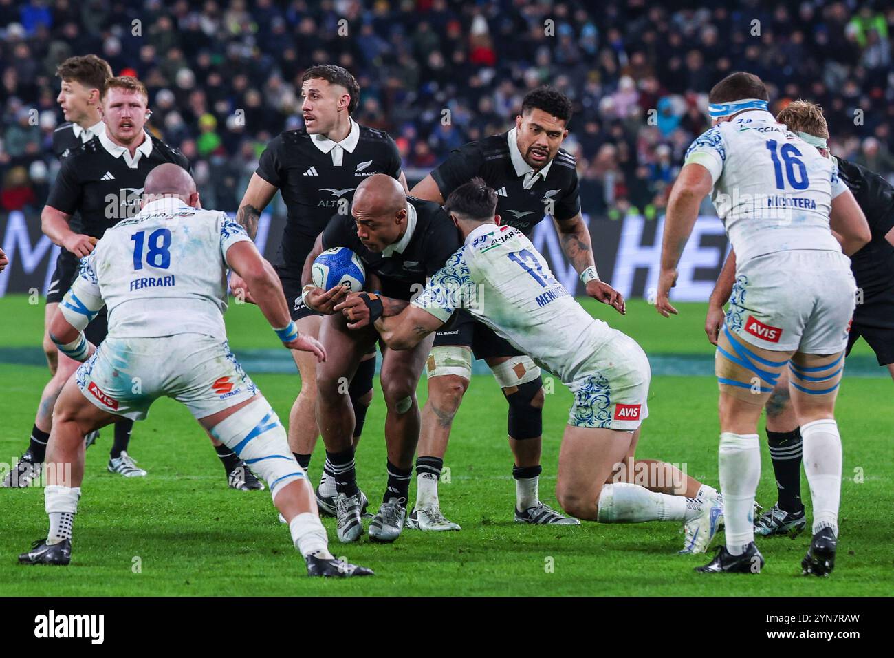 Mark Tele'a of New Zealand seen in action during the Autumn Nations ...