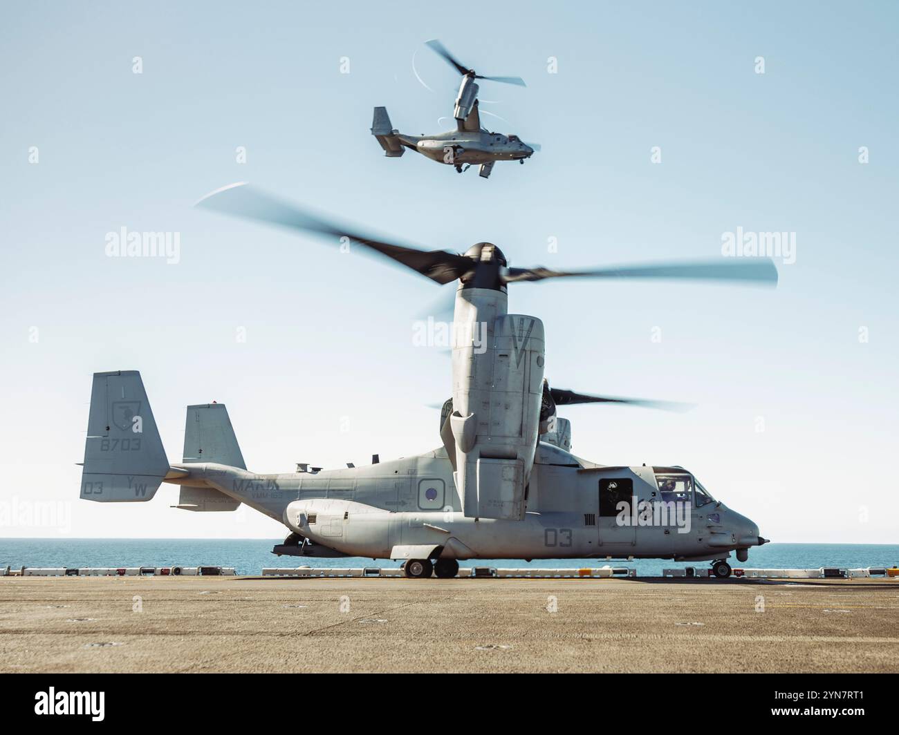 U.S. Marine Corps MV-22B Ospreys attached to Marine Medium Tiltrotor Squadron (VMM) 165 ...