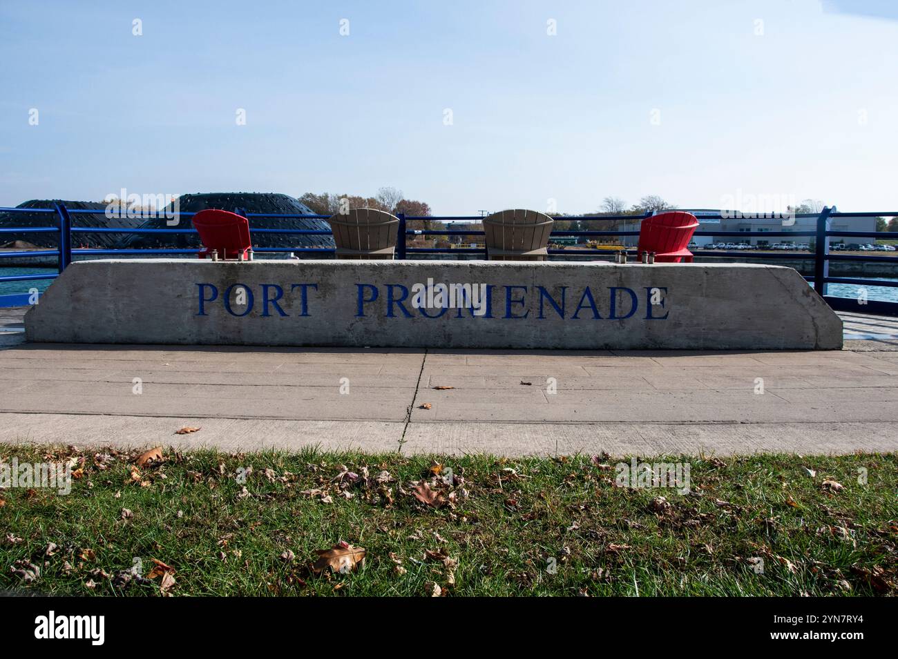 Port Promenade park sign at a view point at Port Promenade on West ...
