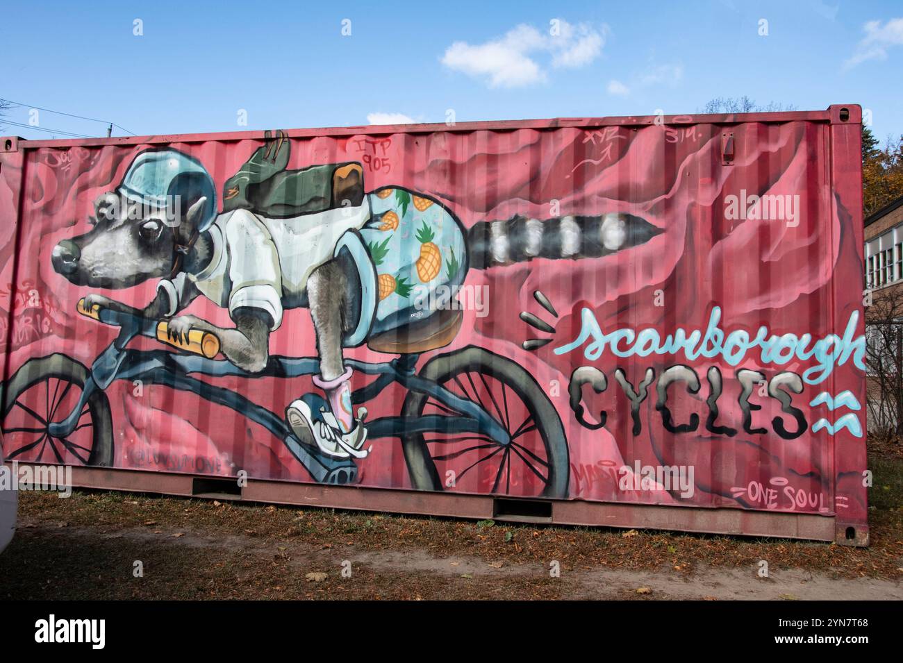 Scarborough Cycles mural on a shipping container at Birchmount Park in ...