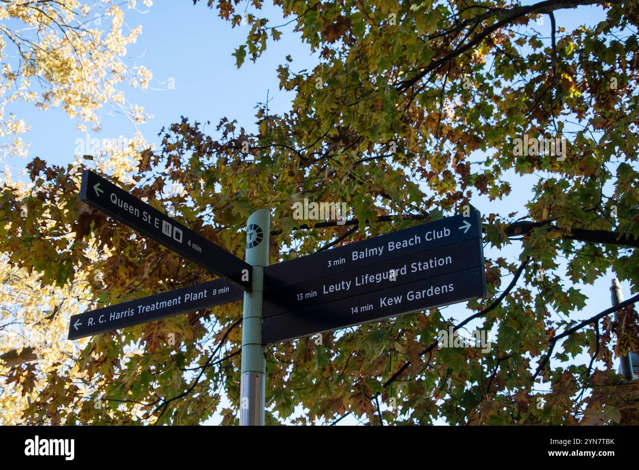 Directional signs at Balmy Beach in Scarborough, Toronto, Ontario ...