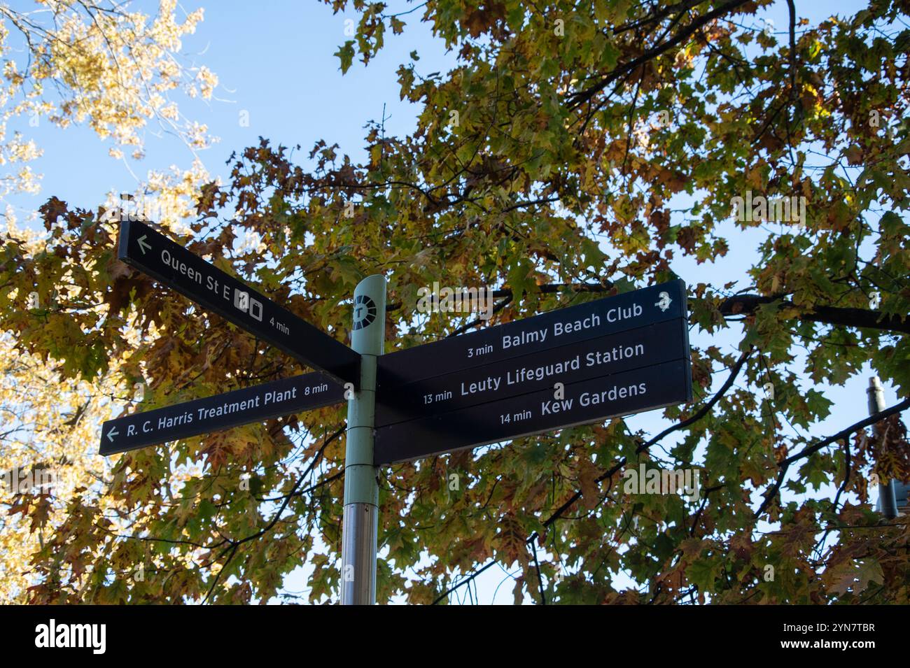 Directional signs at Balmy Beach in Scarborough, Toronto, Ontario ...