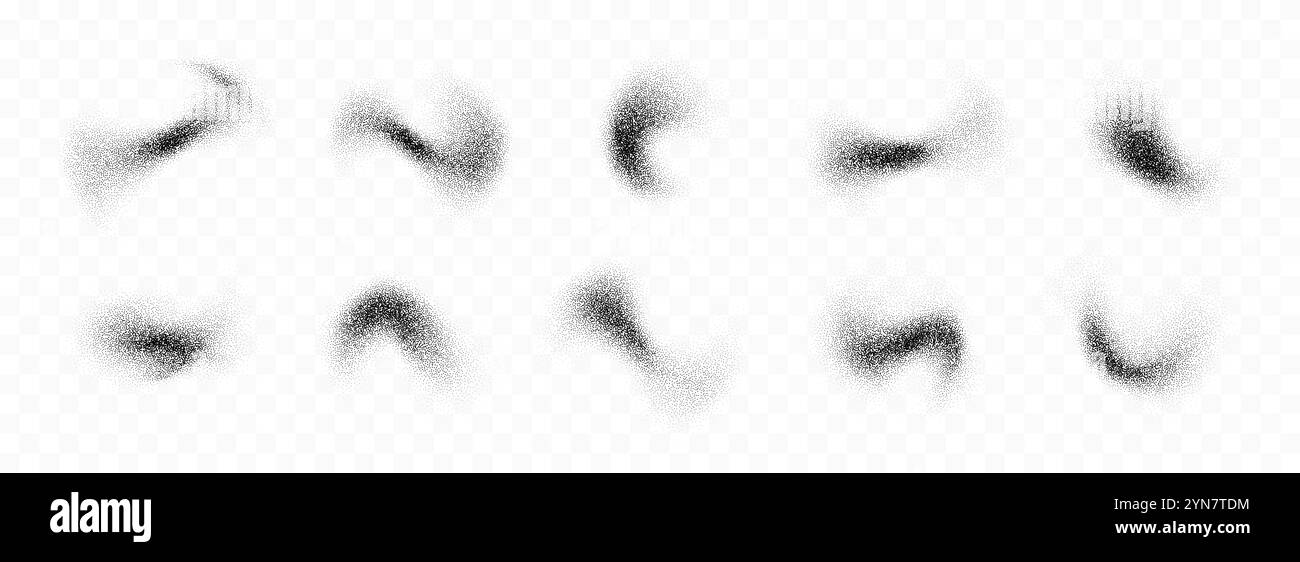 Black powder splashes collection. Grunge grain spray texture set ...