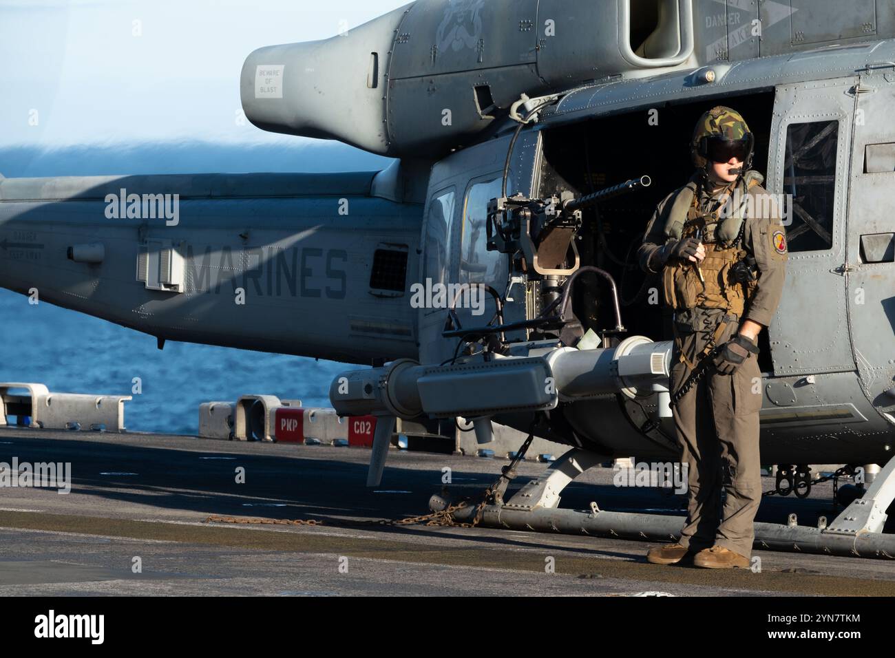 A U.S. Marine, assigned to Marine Medium Tiltrotor Squadron (VMM) 165 ...