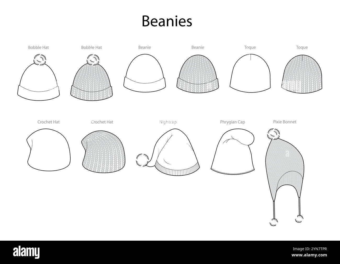 Set of Knitted Hats with text names - Tam Rasta Phrygian Nightcap ...