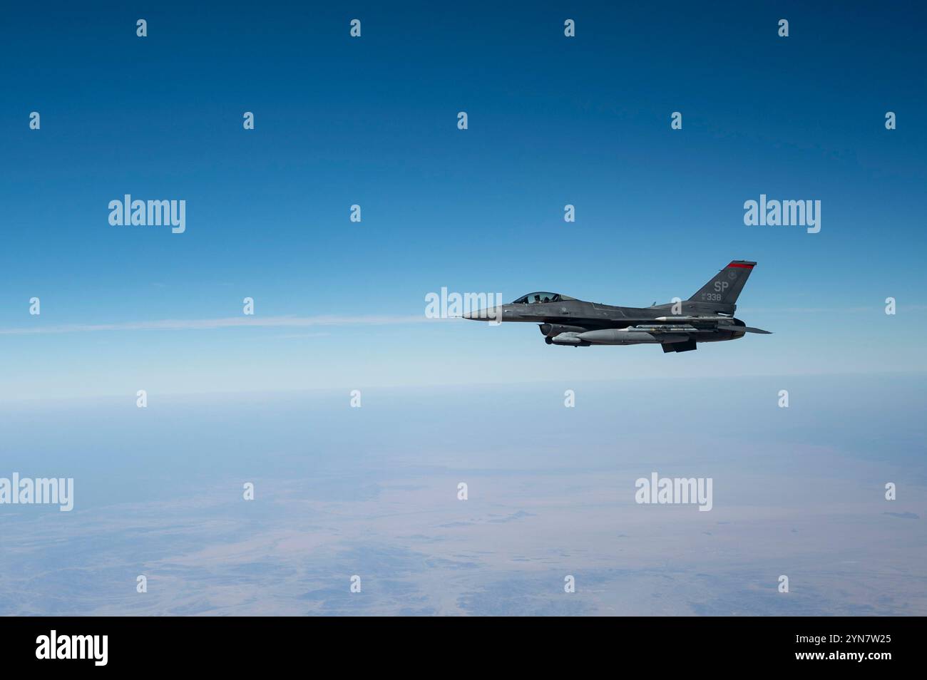 A U.S. Air Force F-16 Fighting Falcon flies over the U.S. Central ...