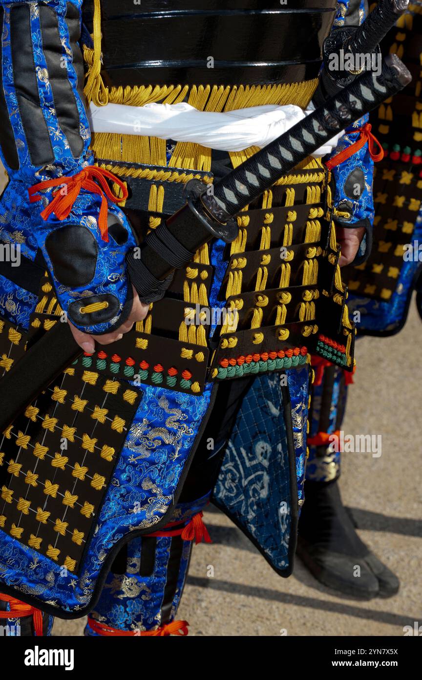 Samurai warrior holding a katana sword while in costume at the Hikone ...