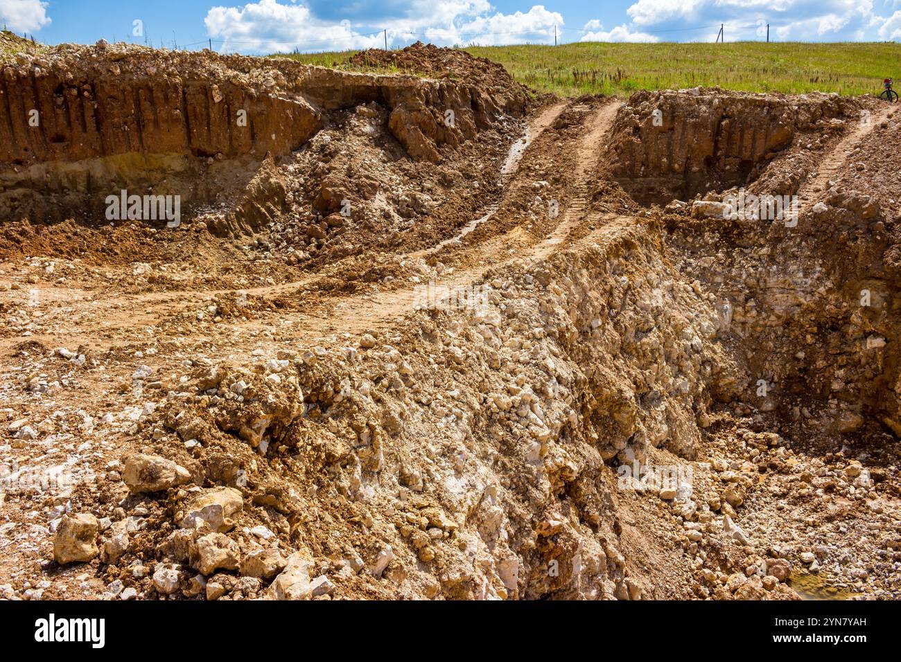 Marbled limestone outcrop at gravel quarry. Russia Stock Photo - Alamy