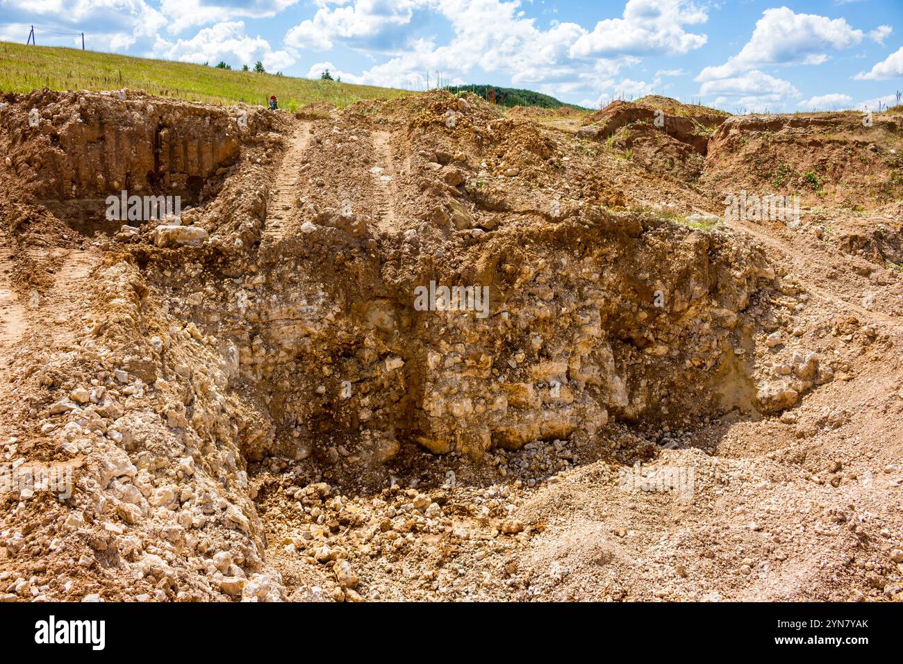 Marbled limestone outcrop at gravel quarry. Russia Stock Photo - Alamy