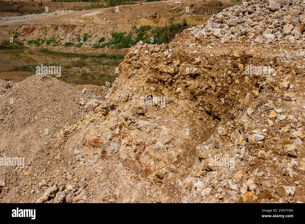 Marbled limestone outcrop at gravel quarry. Russia Stock Photo - Alamy