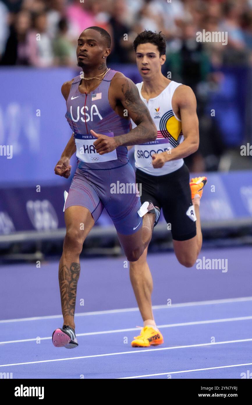 Quincy Hall (USA) competes in the Men's 400 meters heat at the 2024 ...