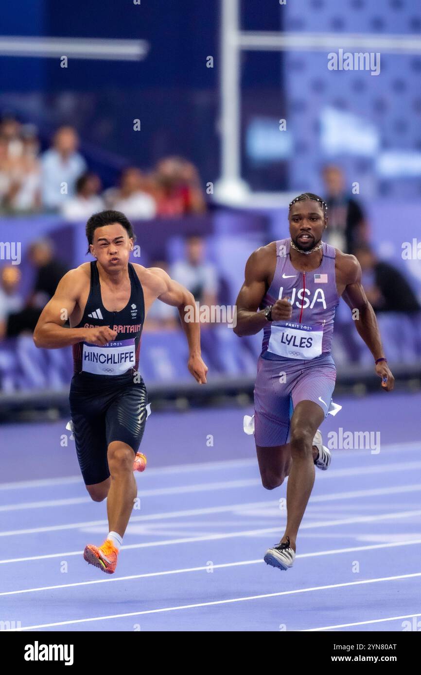 Noah Lyles (USA) competes in the Men's 100 meters semi-finals at the ...