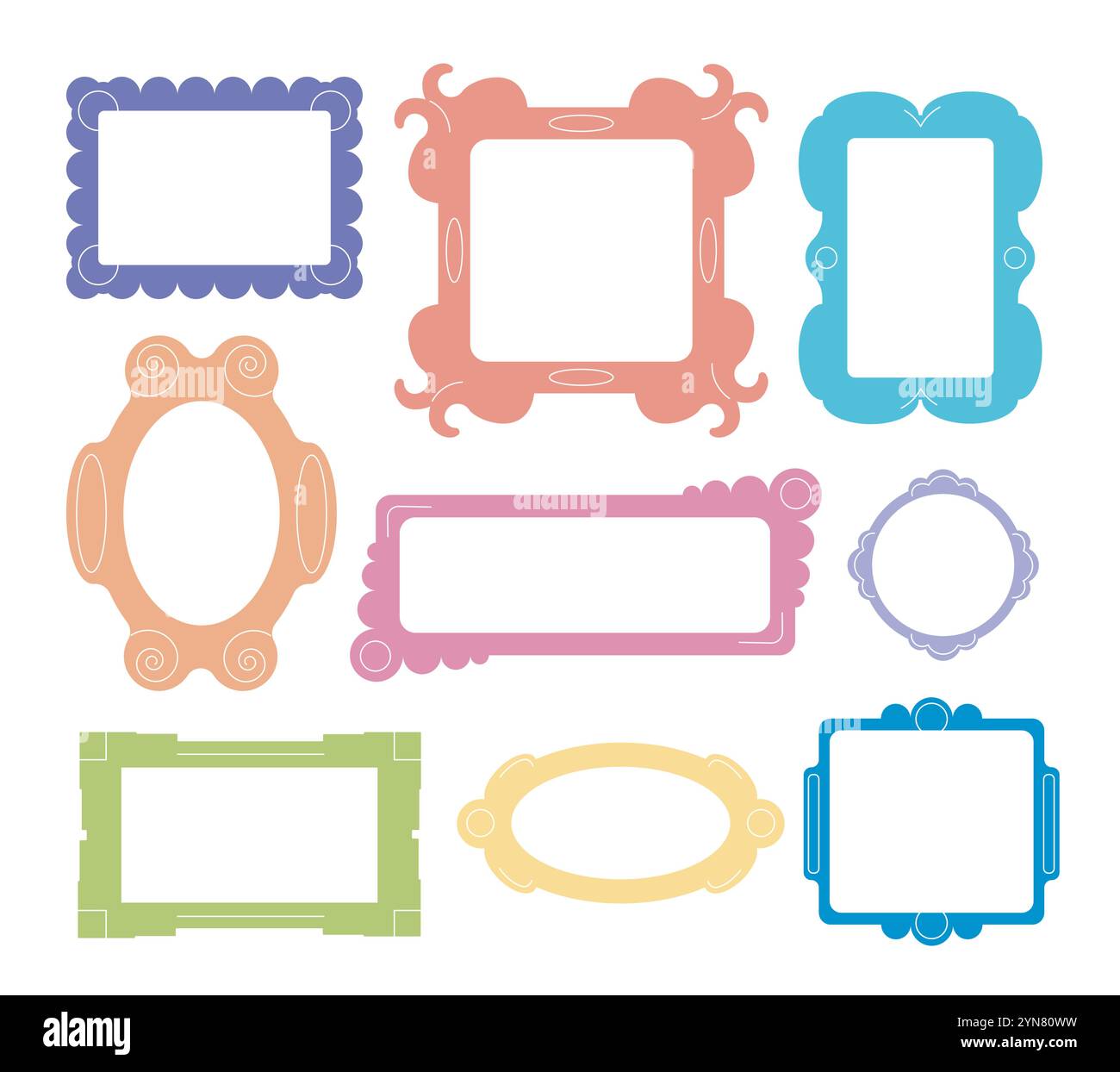 Set of frames. Borders in baroque style for pictures and mirror ...