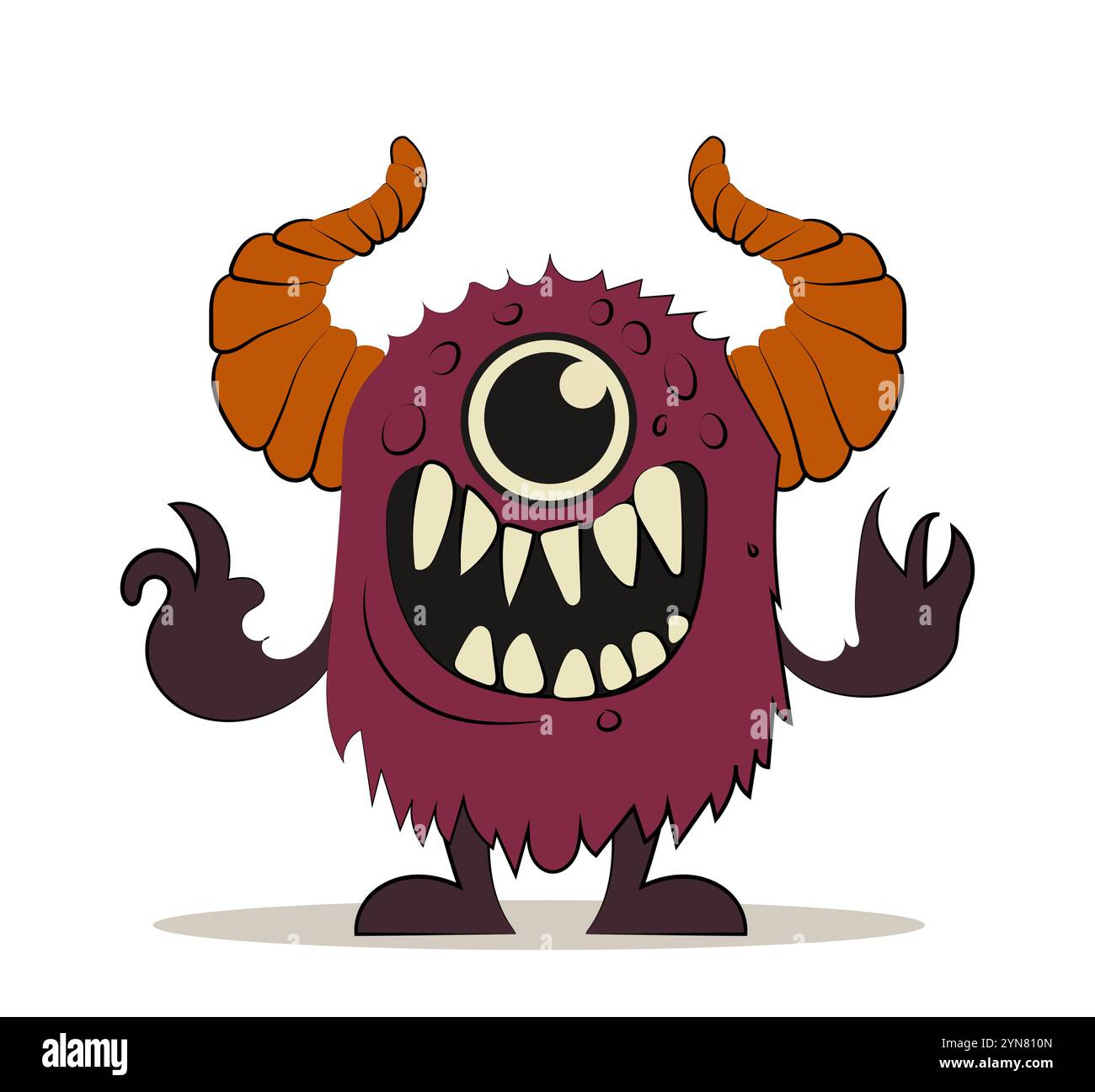 Adorable monster concept. Red devil and demon with horns. Halloween ...