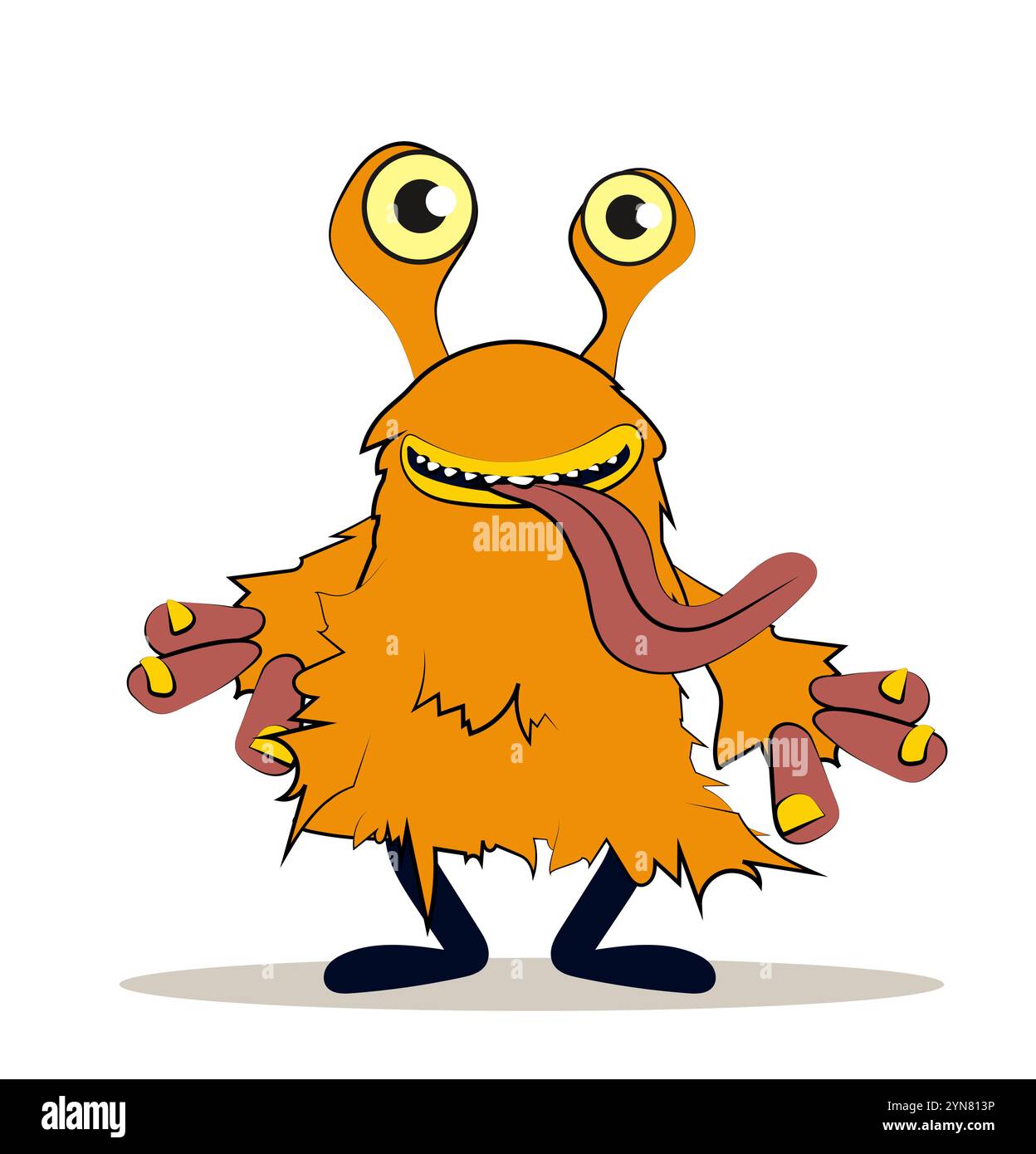 Adorable monster concept. Yellow fluffy devil and demon. Halloween ...