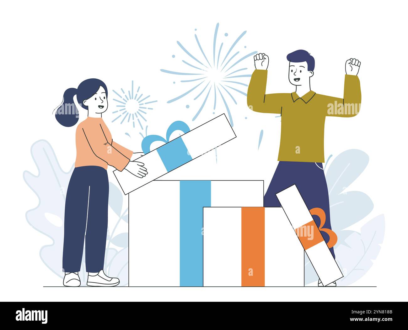Birthday party girl opening presents Stock Vector Images - Alamy