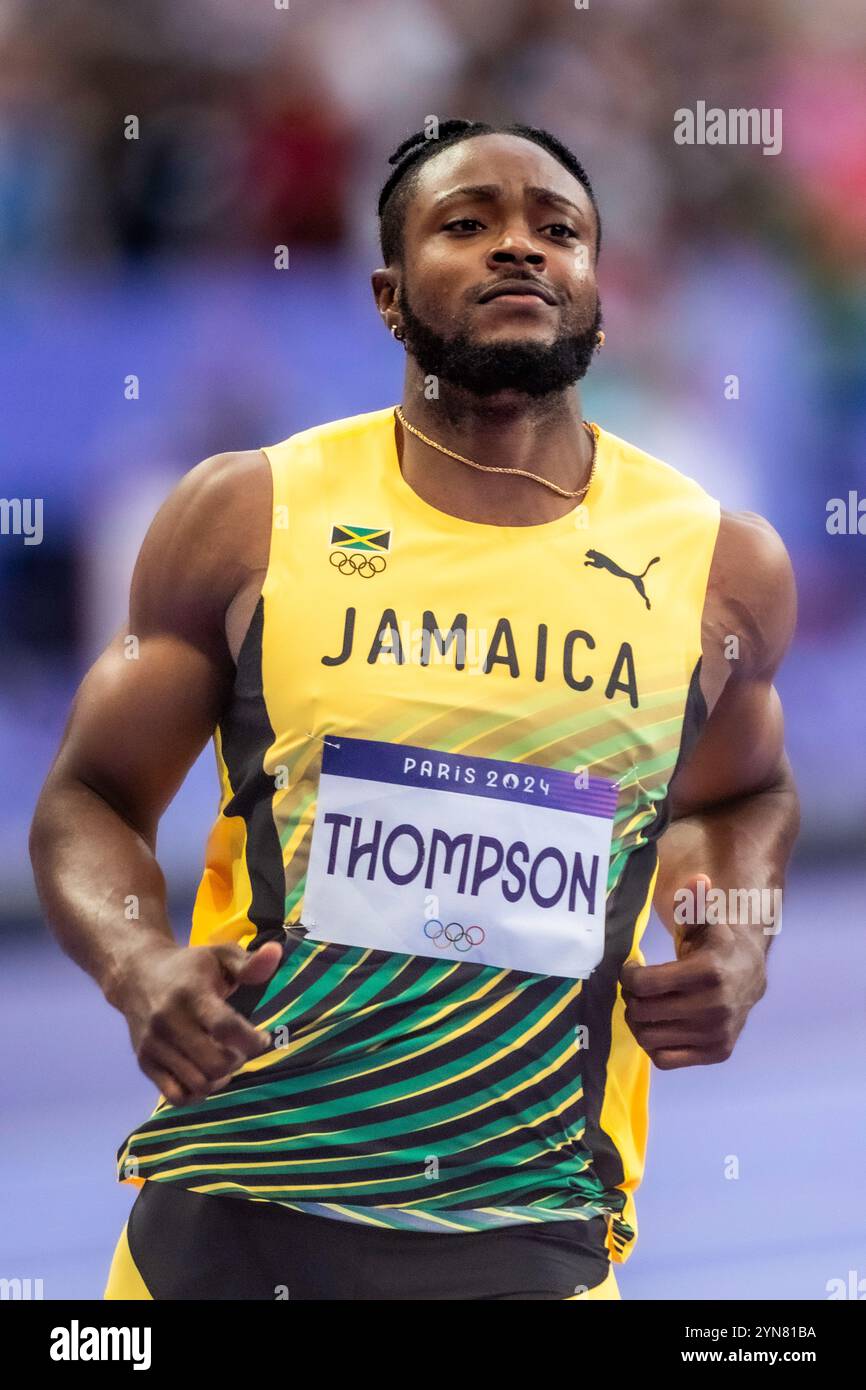 Kishane Thompson (JAM) competes in the Men's 100 semi-finals at the ...