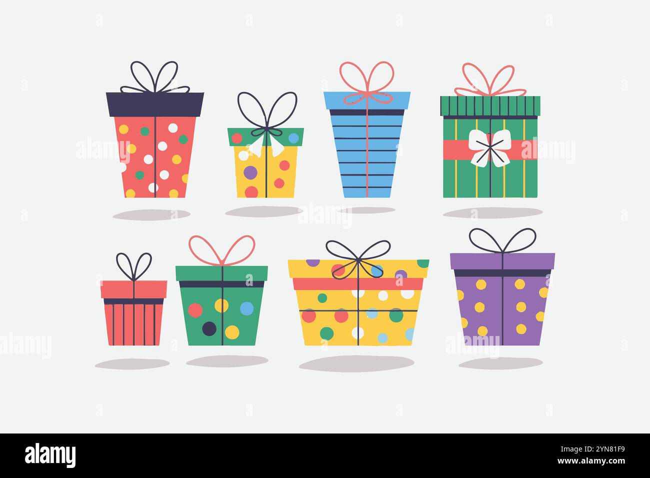 Set of colorful vector gift box illustrations, easily editable Stock ...
