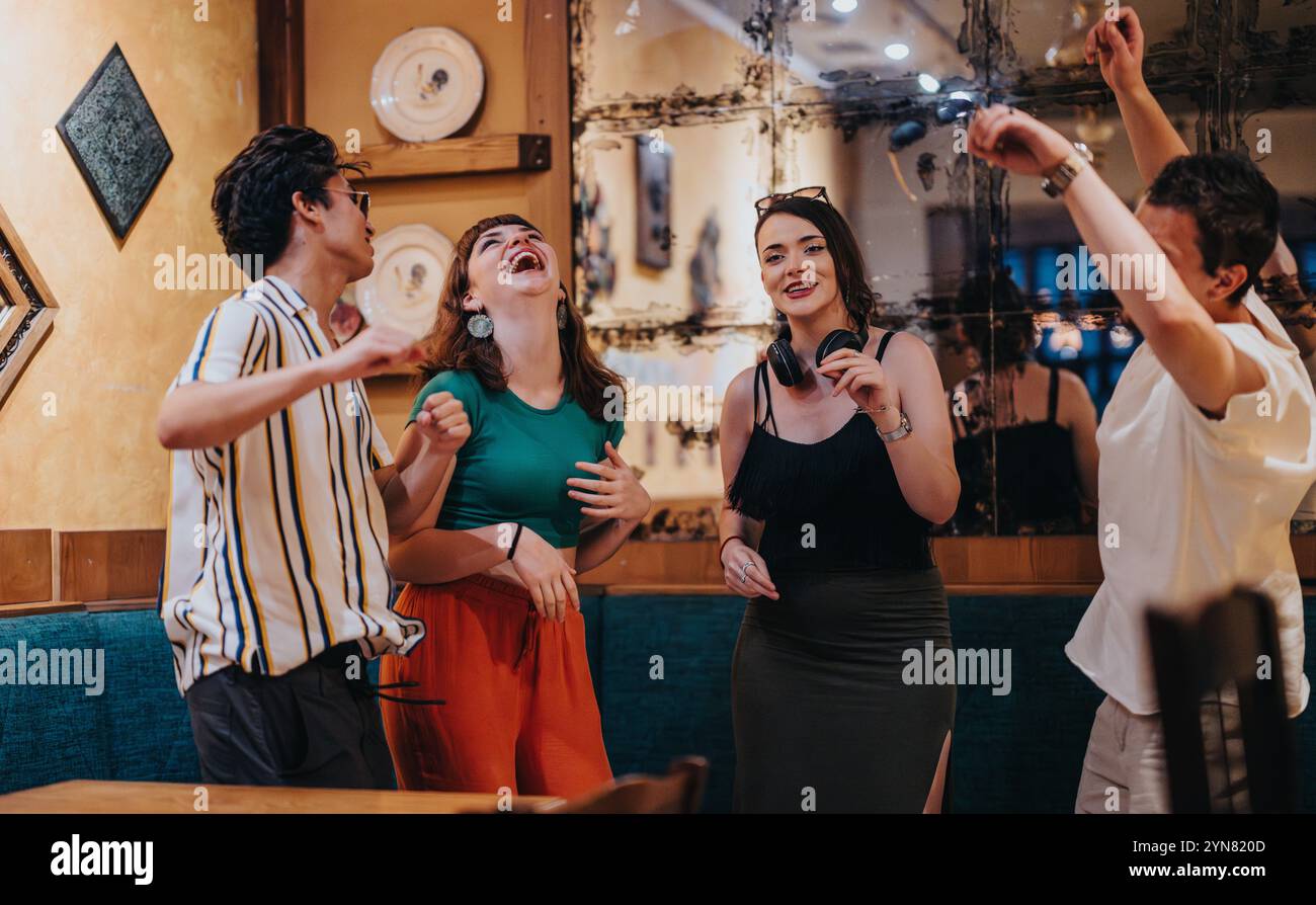 Cheerful good friends dancing in hi-res stock photography and images ...