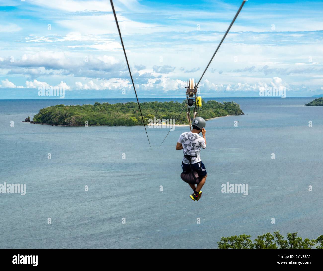 Longest island to island zipline Stock Photo - Alamy