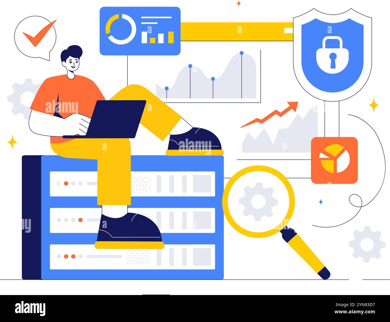 Cyber Threat Analysis Vector Illustration featuring Vulnerability ...