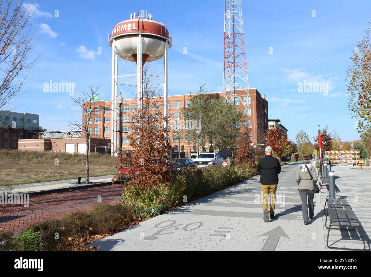 Older couple walking on the Monon Greenway Trail in Carmel, Indiana ...