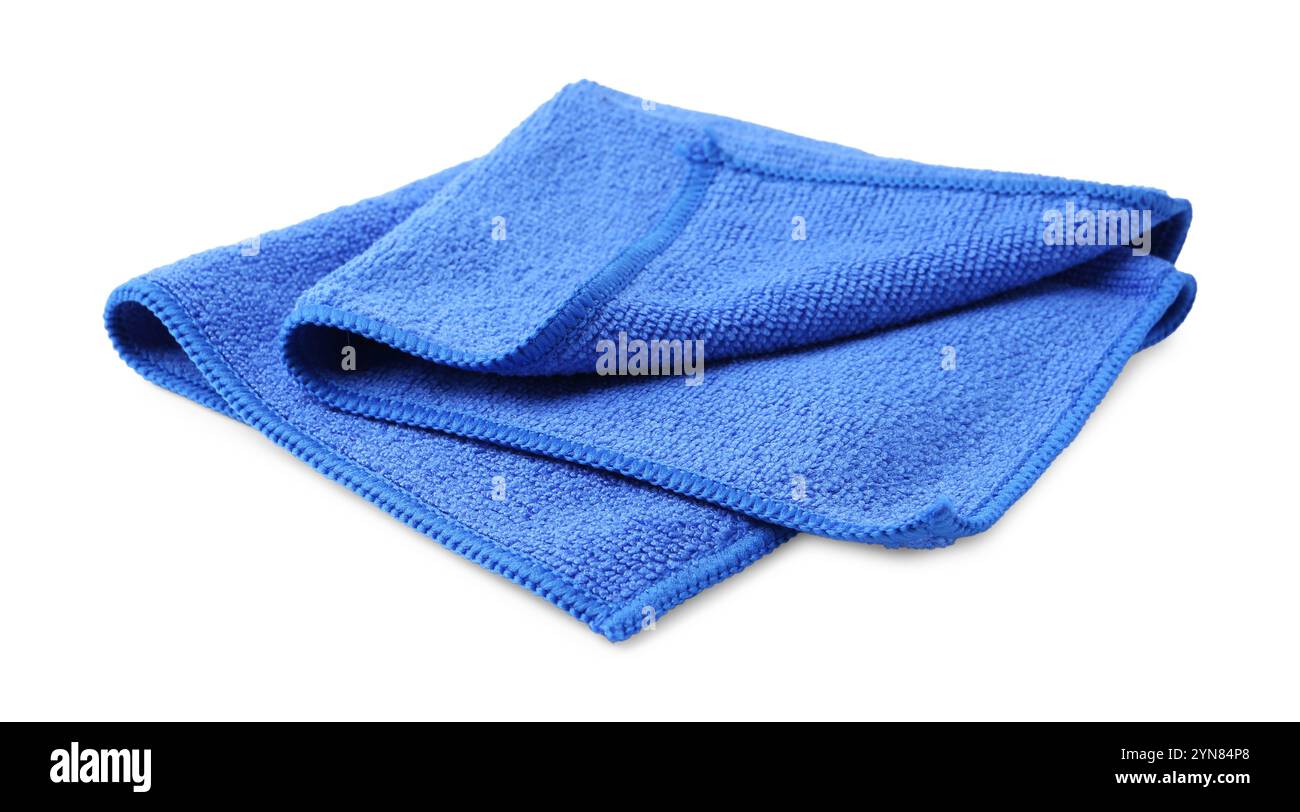 Clean blue microfiber cloth isolated on white Stock Photo - Alamy